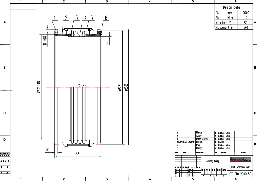 ASTM A216 WCB Axial Expansion Joint, ASME B16.34, 80 Inch - Bosseal